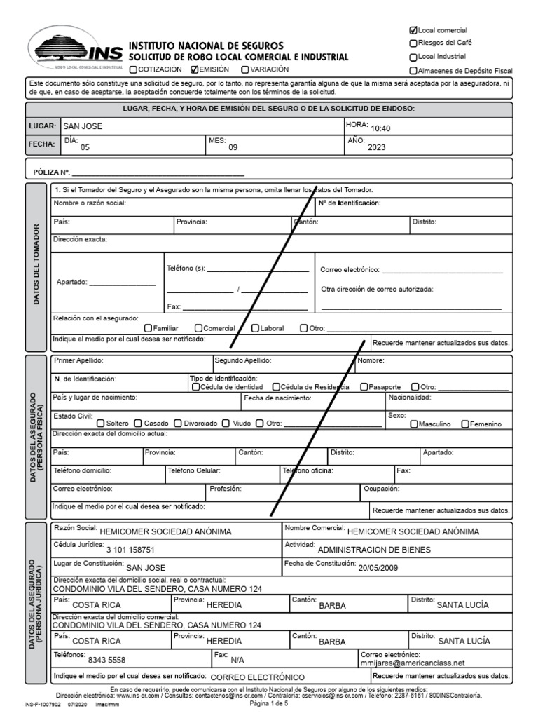 1 - Solicitud de Póliza | PDF | Documento de identidad | Póliza de seguros