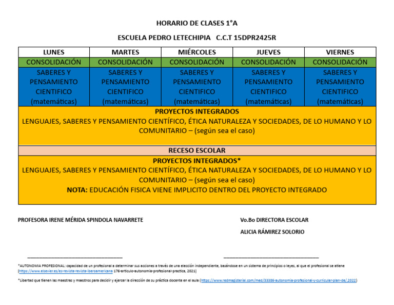 Horario de Clases 5 | PDF