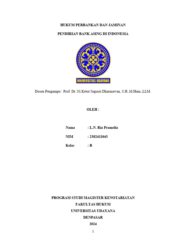 Pendirian Bank Asing di Indonesia | PDF