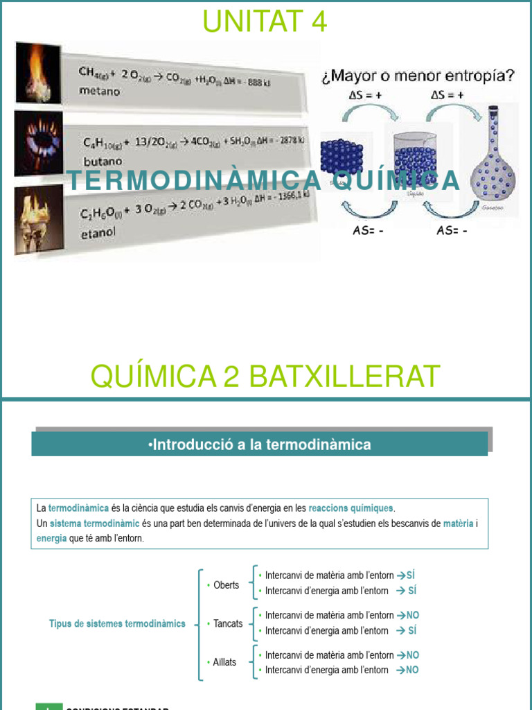 Unitat 4 Termodinàmica Química | PDF
