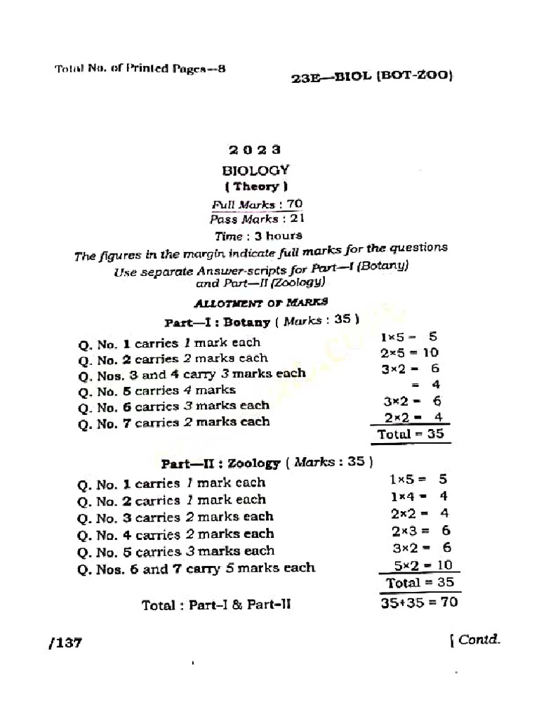 Biology PYQ-23 Ashec | PDF