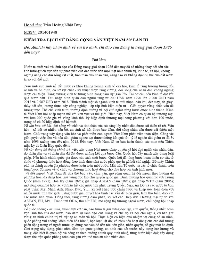 Trần Hoàng Nhật Duy | PDF