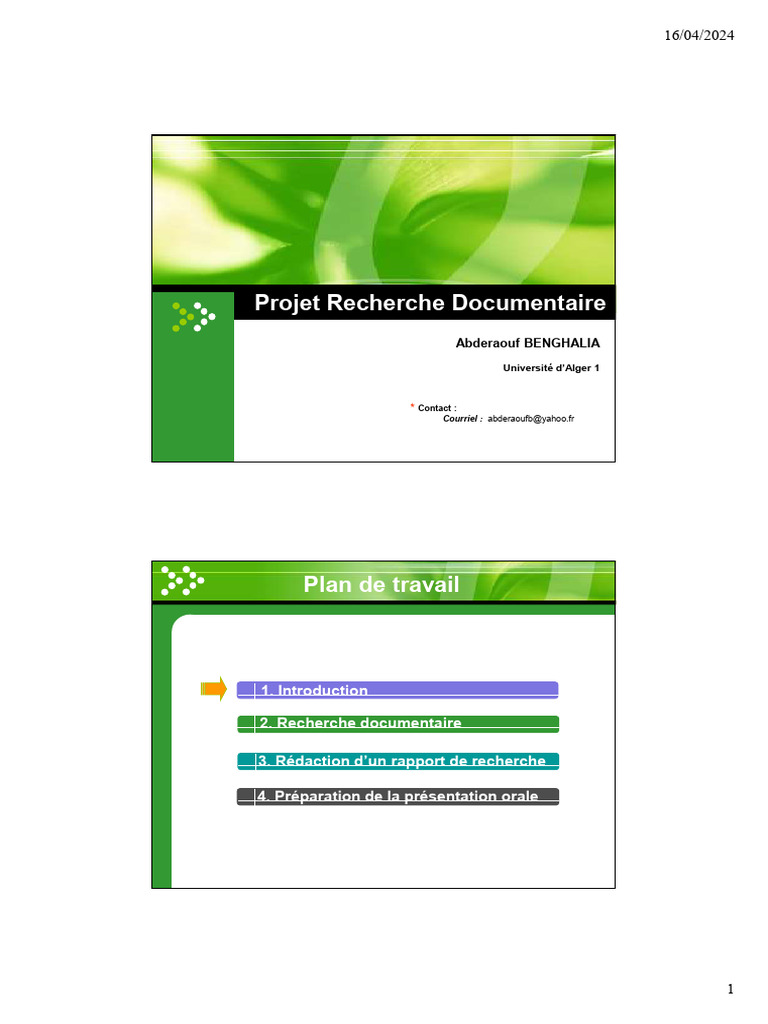 Projet de Recherche Documentaire | PDF | Recherche d'information