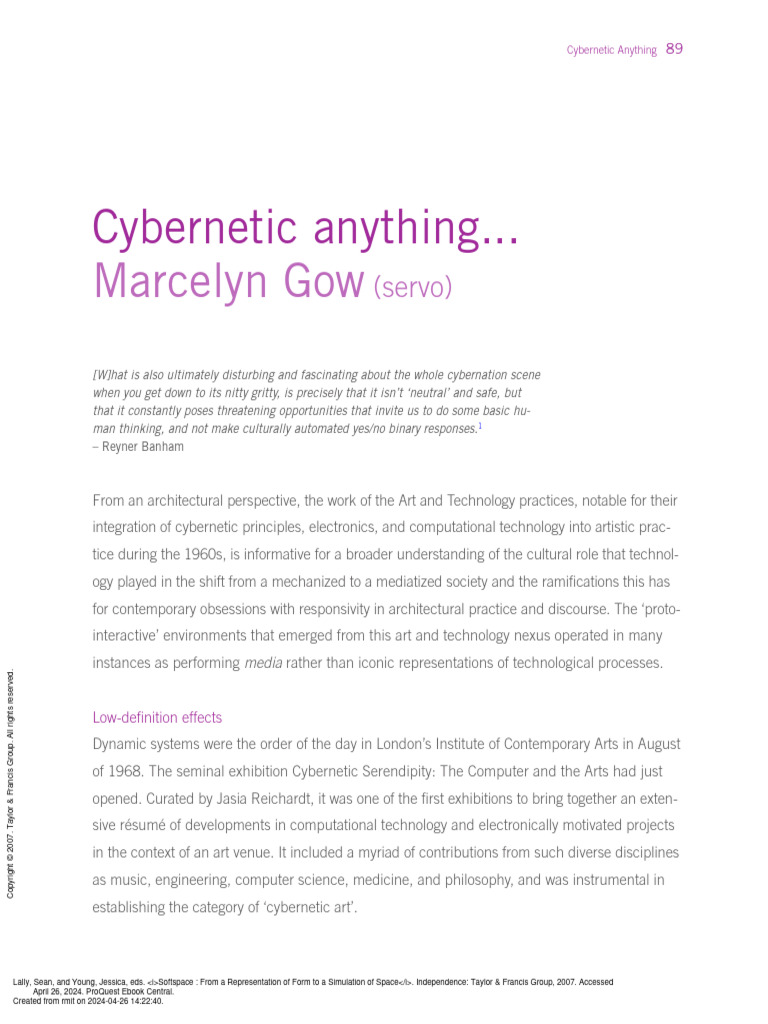 Softspace From A Representation of Form To A Simul... - (Cybernetic ...