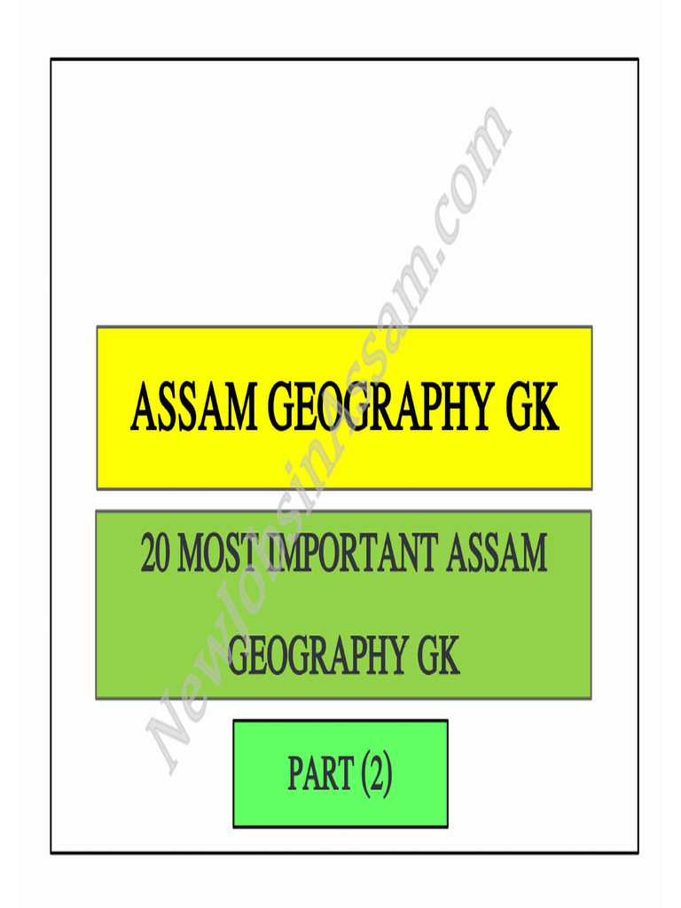 Assam Geography GK Questions & Answers | PDF