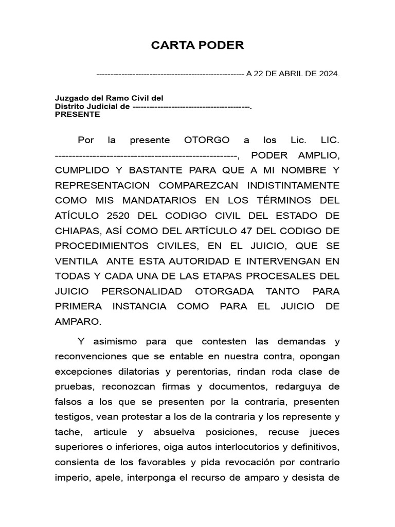 carta poder ejemplo | PDF