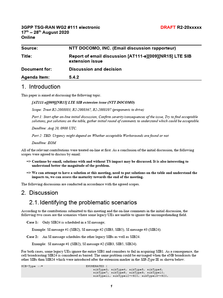 Draft: (AT111-e) (009) (NR15) LTE SIB Extension Issue (NTT DOCOMO ...