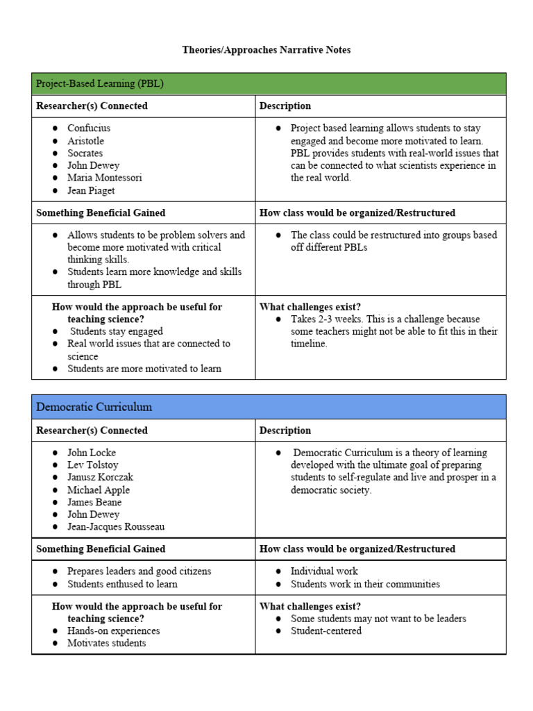 theory synthesis | PDF | Project Based Learning | Cognitive Psychology