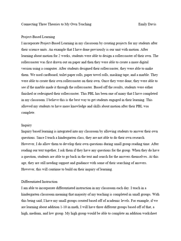 Connecting Three Theories To My Own Teaching | PDF | Project Based ... Connecting Three Theories To My Own Teaching | PDF | Project Based ...