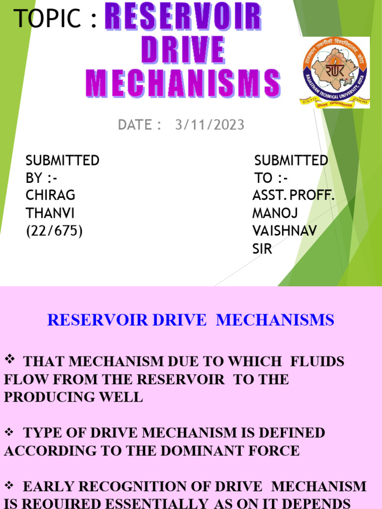 ppt on reservoir drive mechanism | PDF | Petroleum Reservoir | Gases