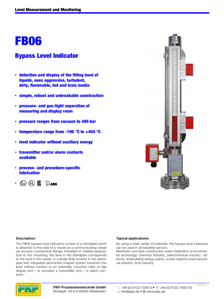 Bypass Level Indicator: Level Measurement and Monitoring | Download ...