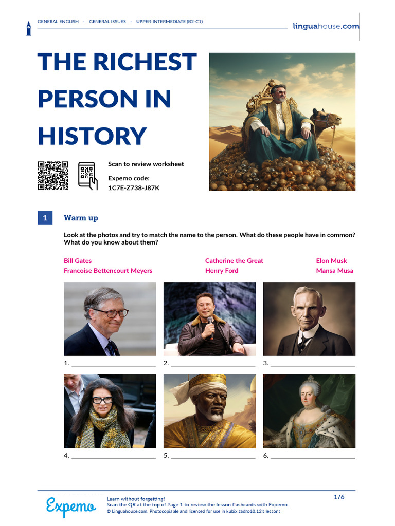 the-richest-person-in-history-british-english-teacher | PDF