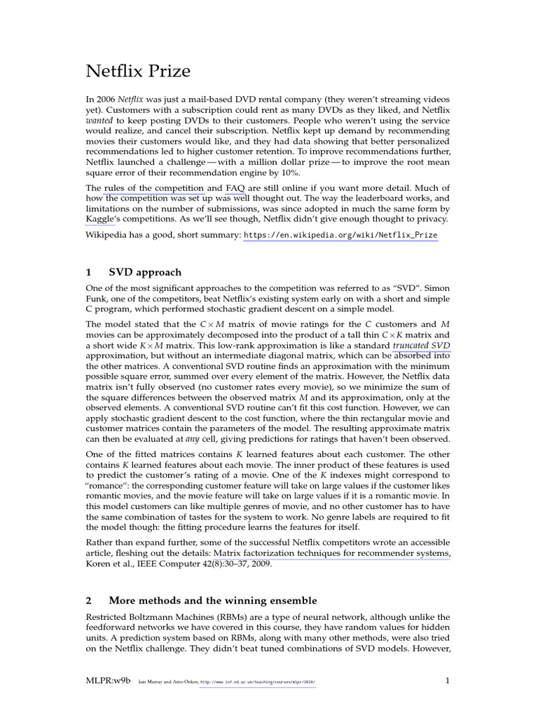 w9b Netflix Prize | Download Free PDF | Applied Mathematics
