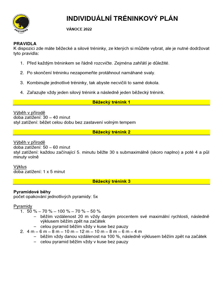 2022 Vanocni Individualni Treninkovy Plan | PDF 2022 Vanocni Individualni Treninkovy Plan | PDF