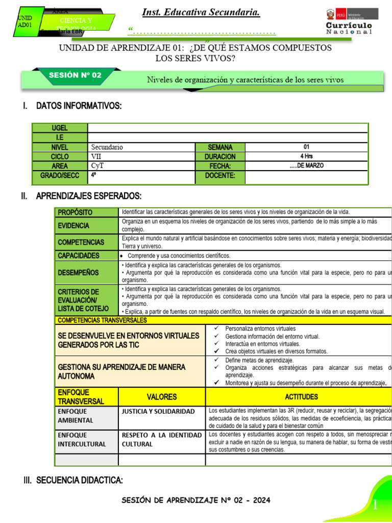 A 4º Ses Act 2-Cyt-U1 | PDF | Aprendizaje | Evaluación