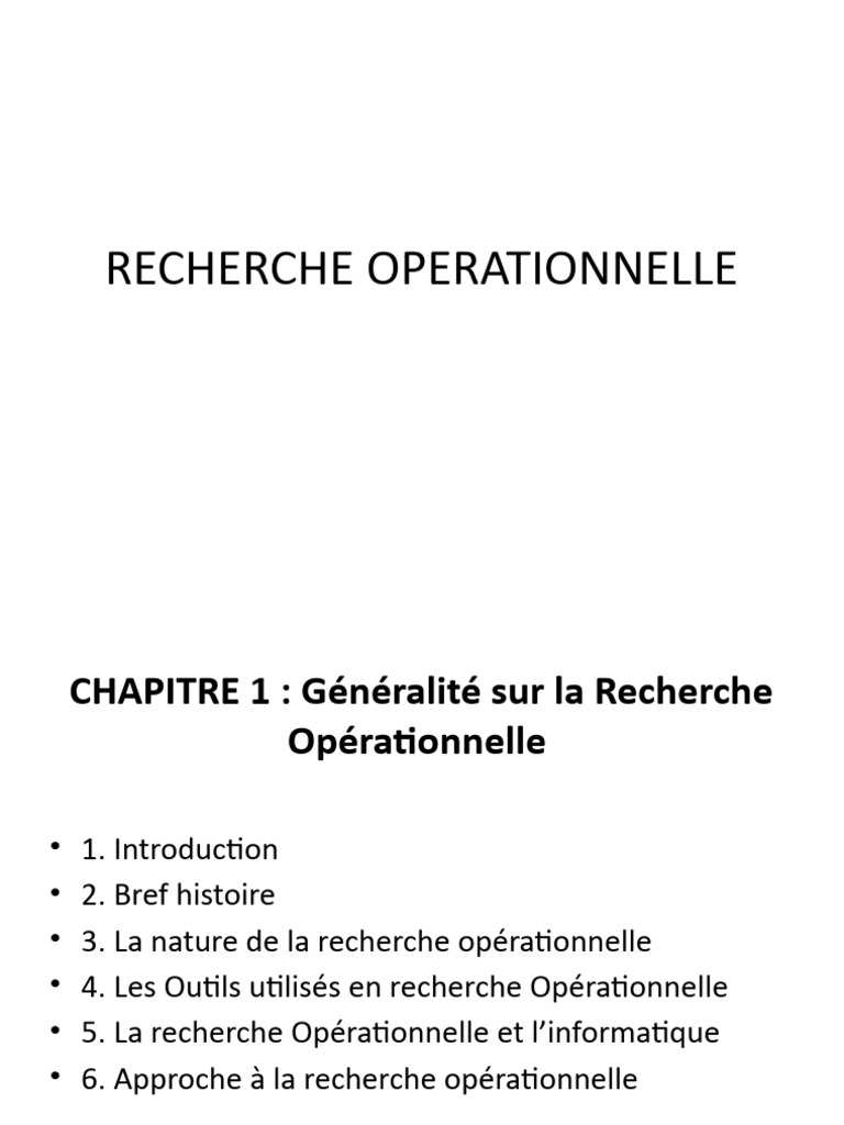 Introduction à la Recherche Opérationnelle | PDF | Recherche ...