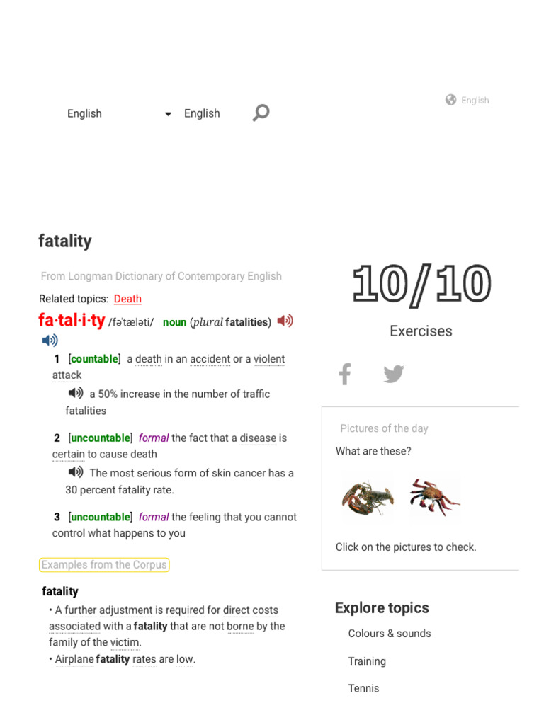 Fatality - Meaning of Fatality in Longman Dictionary of Contemporary ...