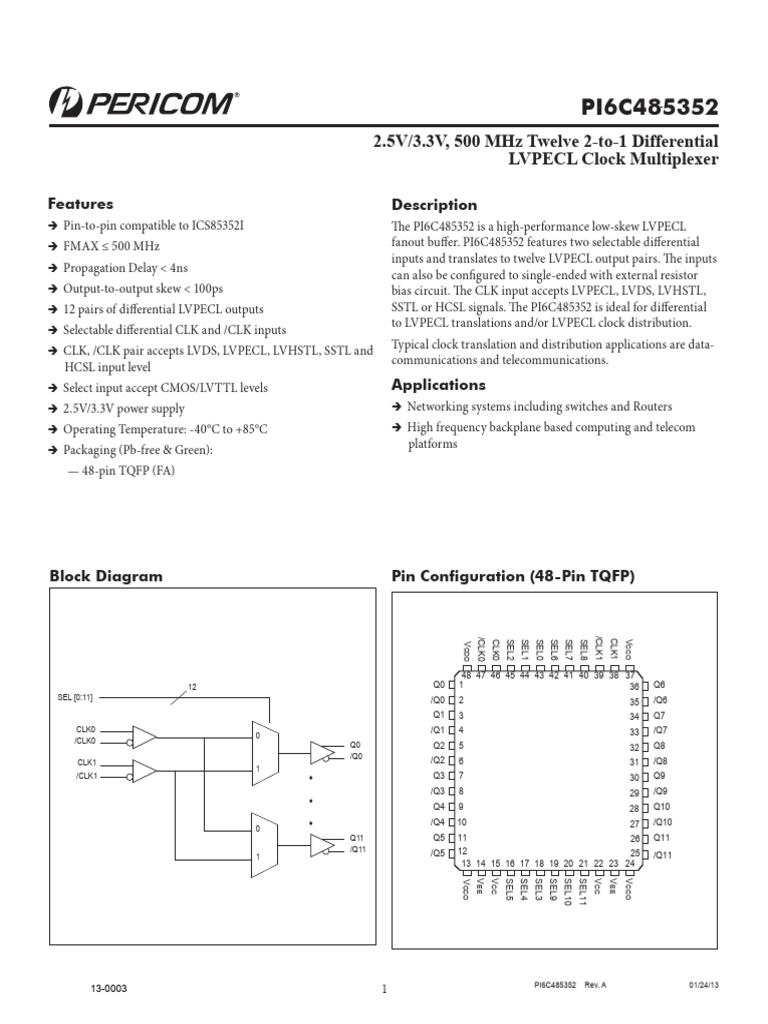 PI6C485352 | PDF | Computer Engineering | Electronics