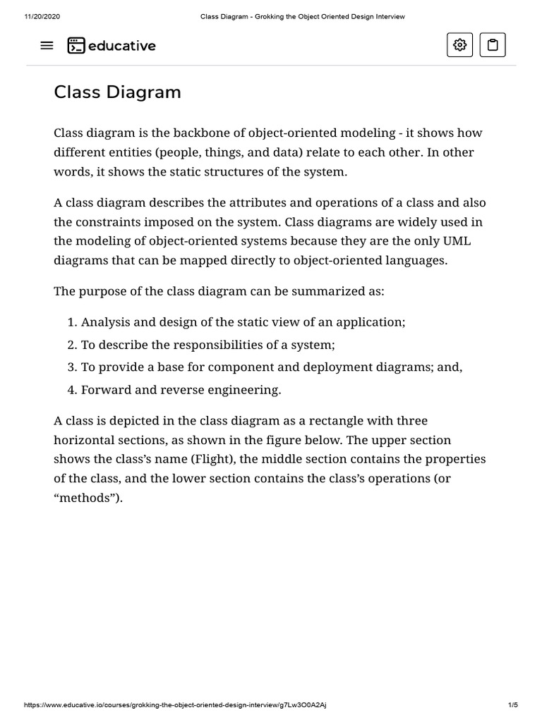 5 Class Diagram Grokking The Object Oriented Design Interview Pdf Class Computer