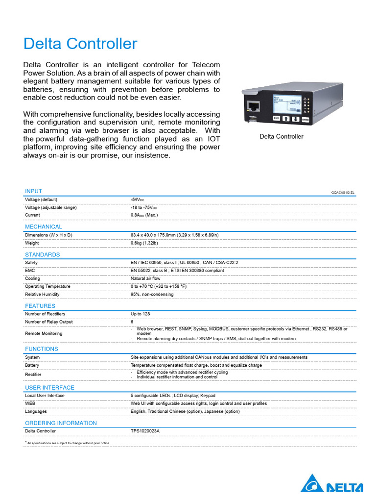 Fact-Sheet TPS-Controller TPS1020023A en Rev03 | PDF | Rectifier | Electrical Engineering