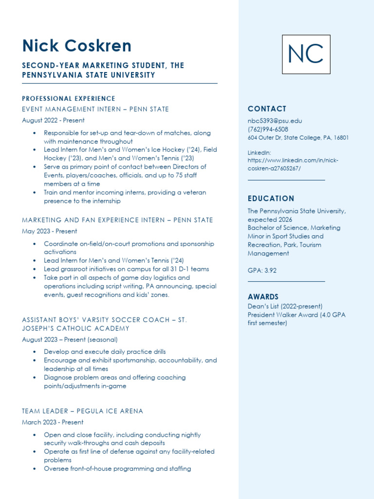 Nick Coskren RPTM Resume | PDF