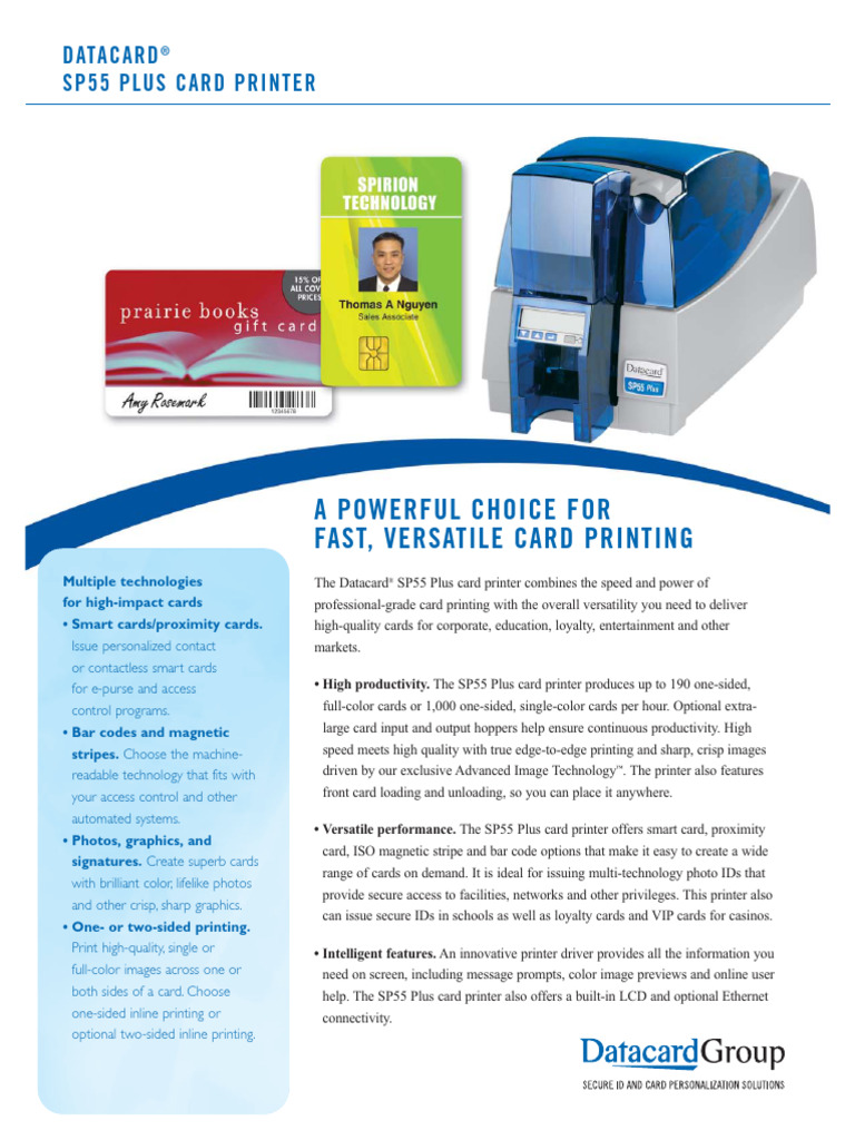 Datacard sp55 Plus - dp10 9014i | PDF | Printer (Computing) | Smart Card