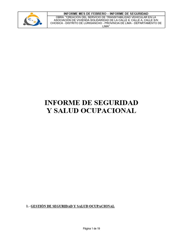Informe Mensual de Seguridad 2 | PDF | Lima | Seguridad y salud ocupacional