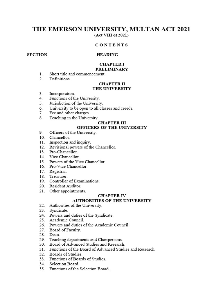 The Emerson University Act | PDF | University | Dean (Education)