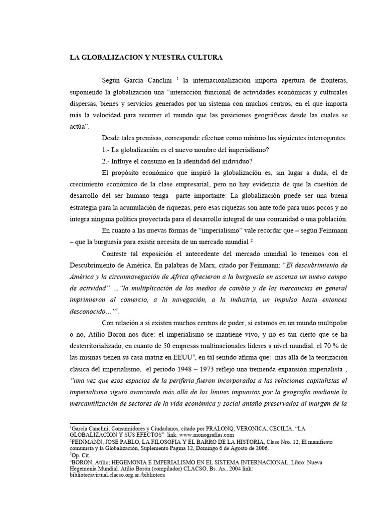 Globalización e Identidad Cultural | PDF | Globalización | Medios de comunicación en masa