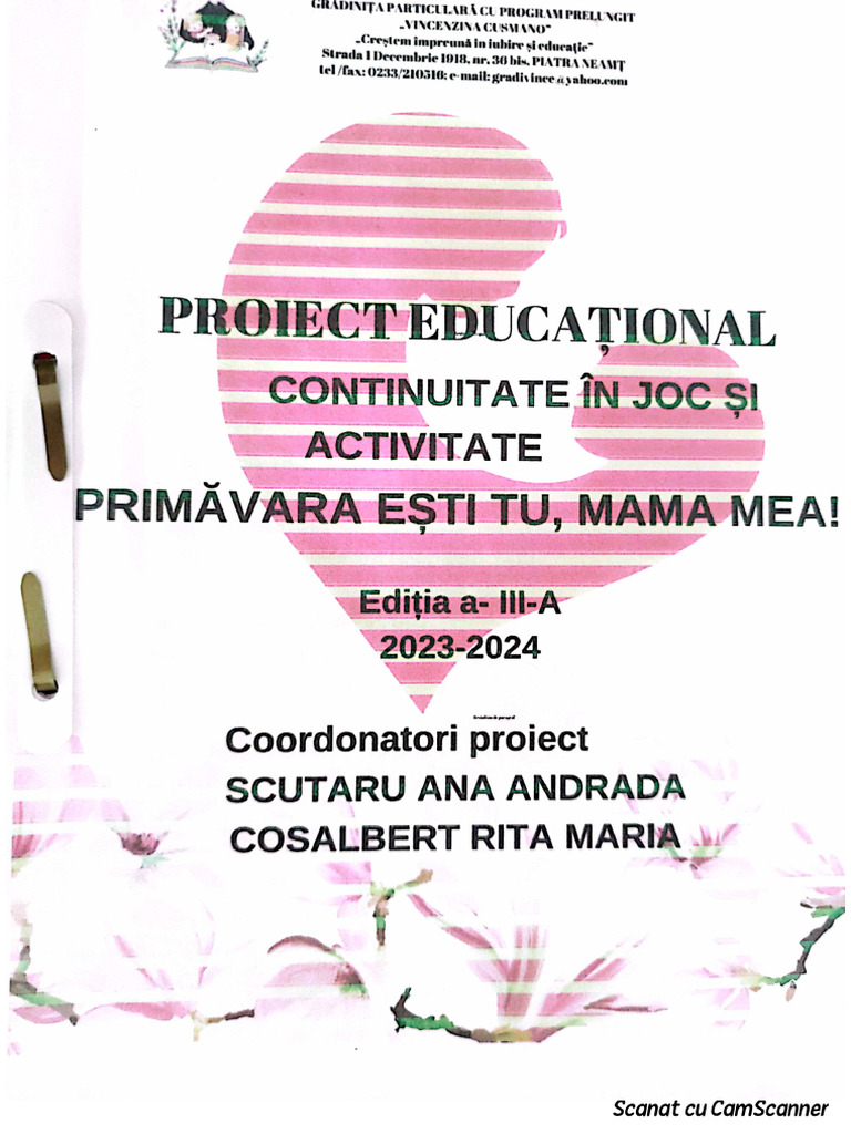 Proiect Educational Primavara Esti Tu Mama Mea | PDF