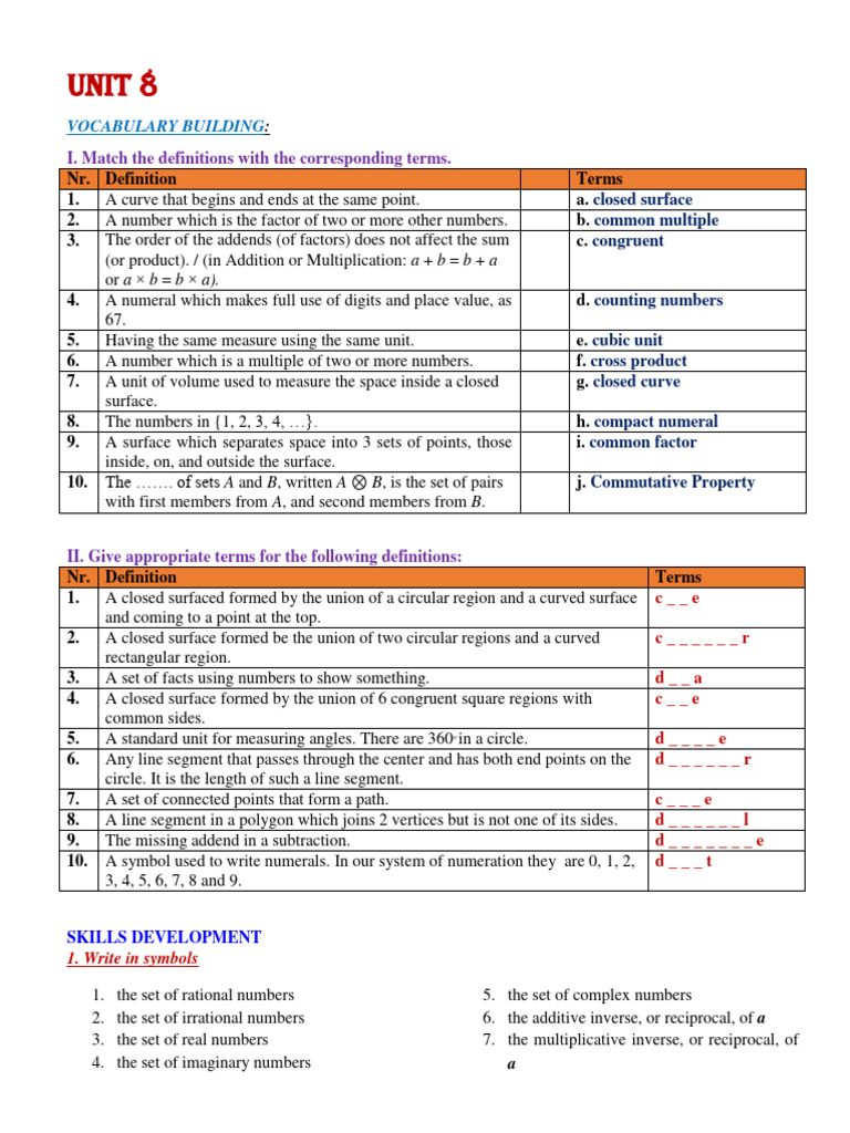 English for Mathematics_Unit 8 | PDF | Natural Number | Axiom