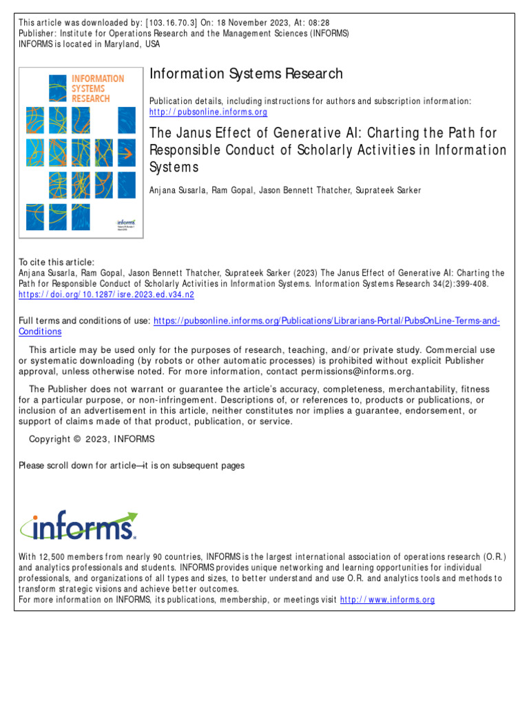 Susarla Et Al 2023 The Janus Effect of Generative Ai Charting The Path ...