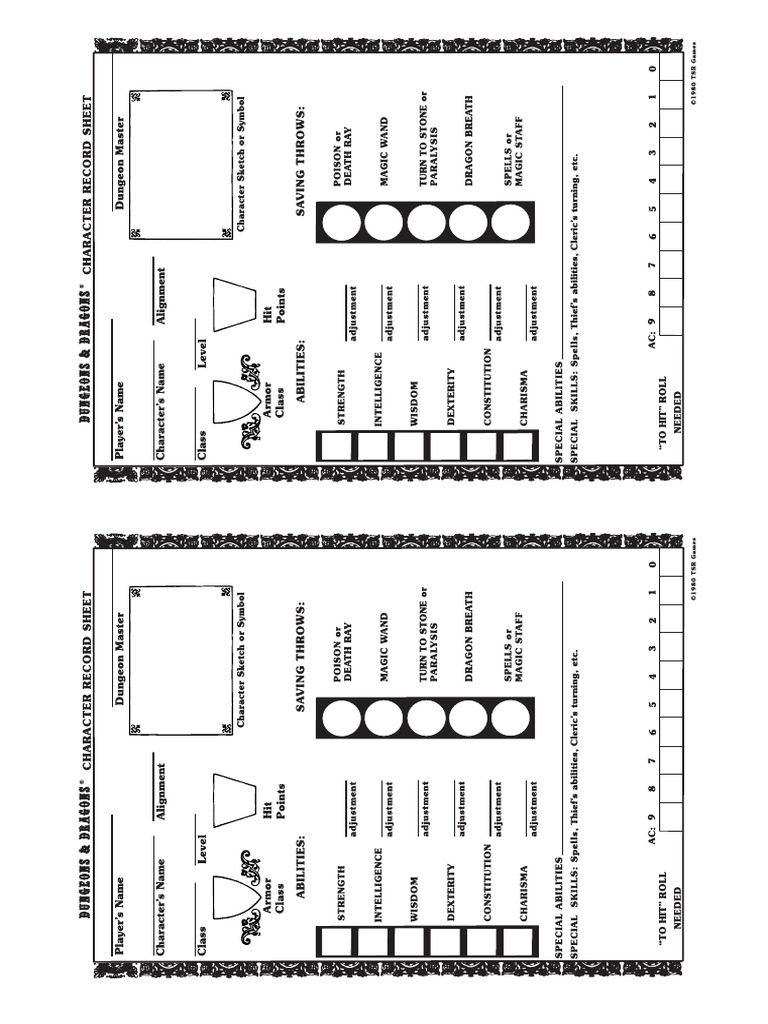 BX Character Record Sheet Half Page | PDF
