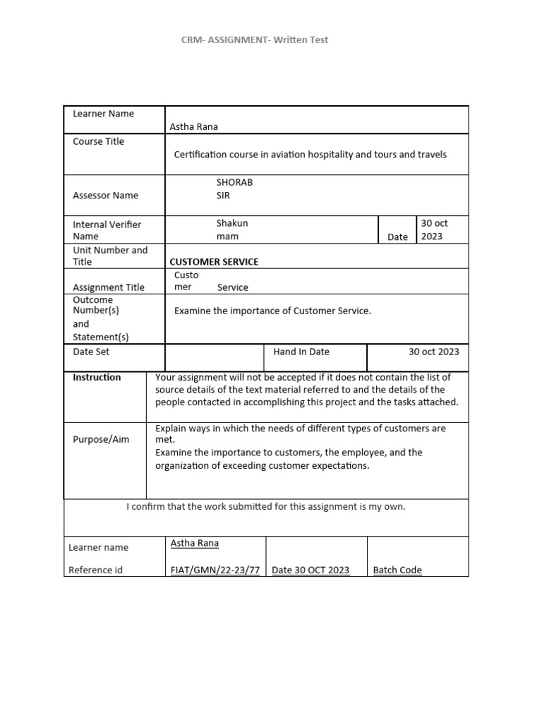 CRM-Written_Assignment (2) | PDF | Customer | Customer Relationship Management