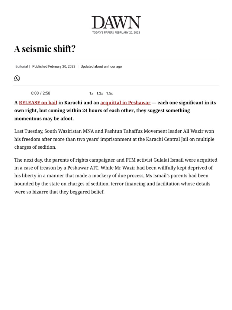 A Seismic Shift Newspaper Pdf Human Rights Justice