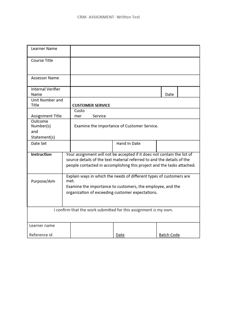 CRM-Written Assignment | PDF | Customer | Customer Relationship Management