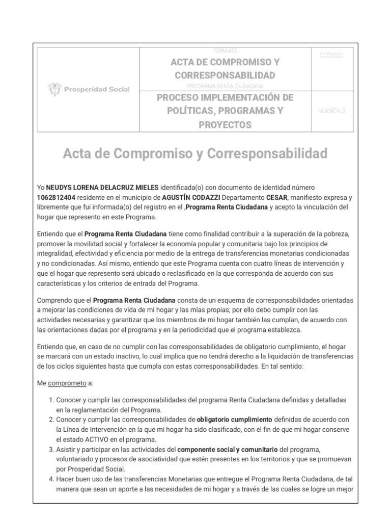 Acta de Compromiso | PDF