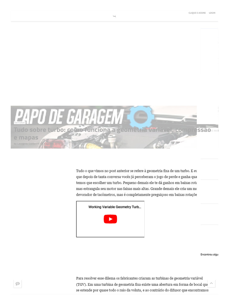 Geometria Variável em Turbocompressores | PDF | Turbocompressor | Motores
