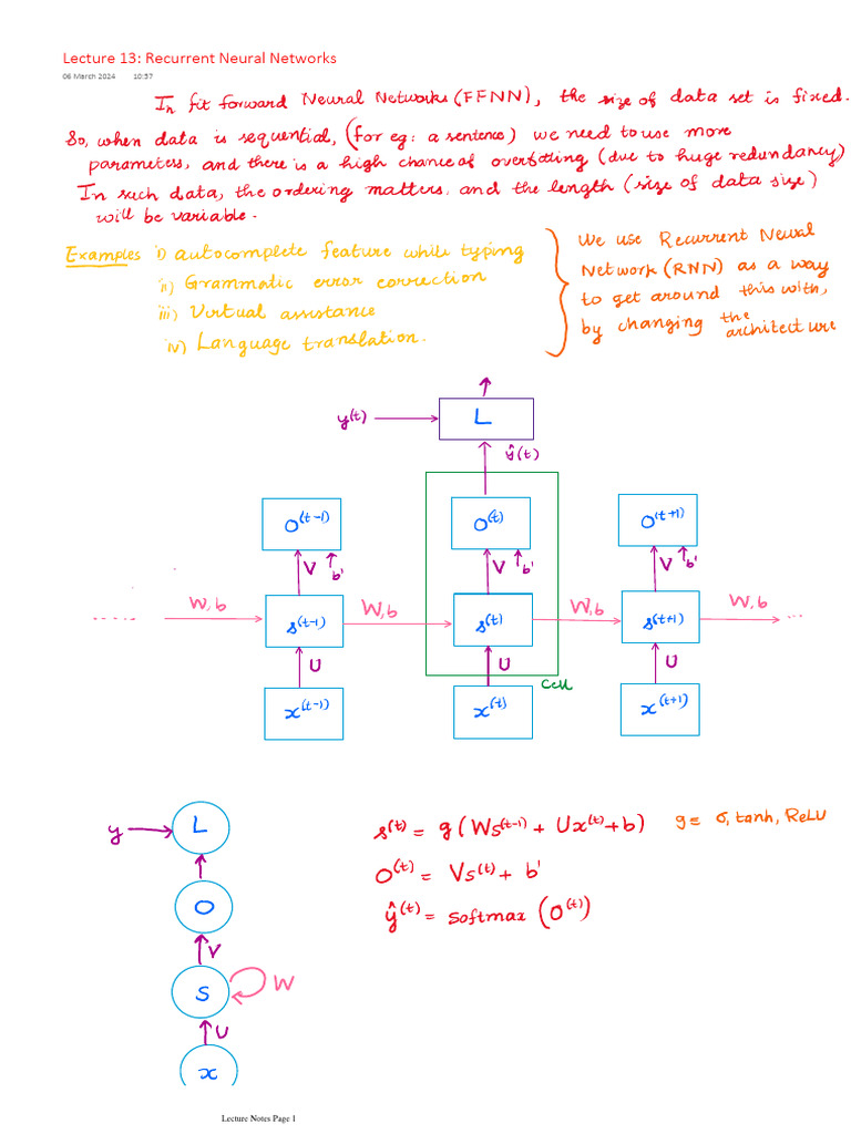 Lecture 13 Recurrent Neural Networks Pdf