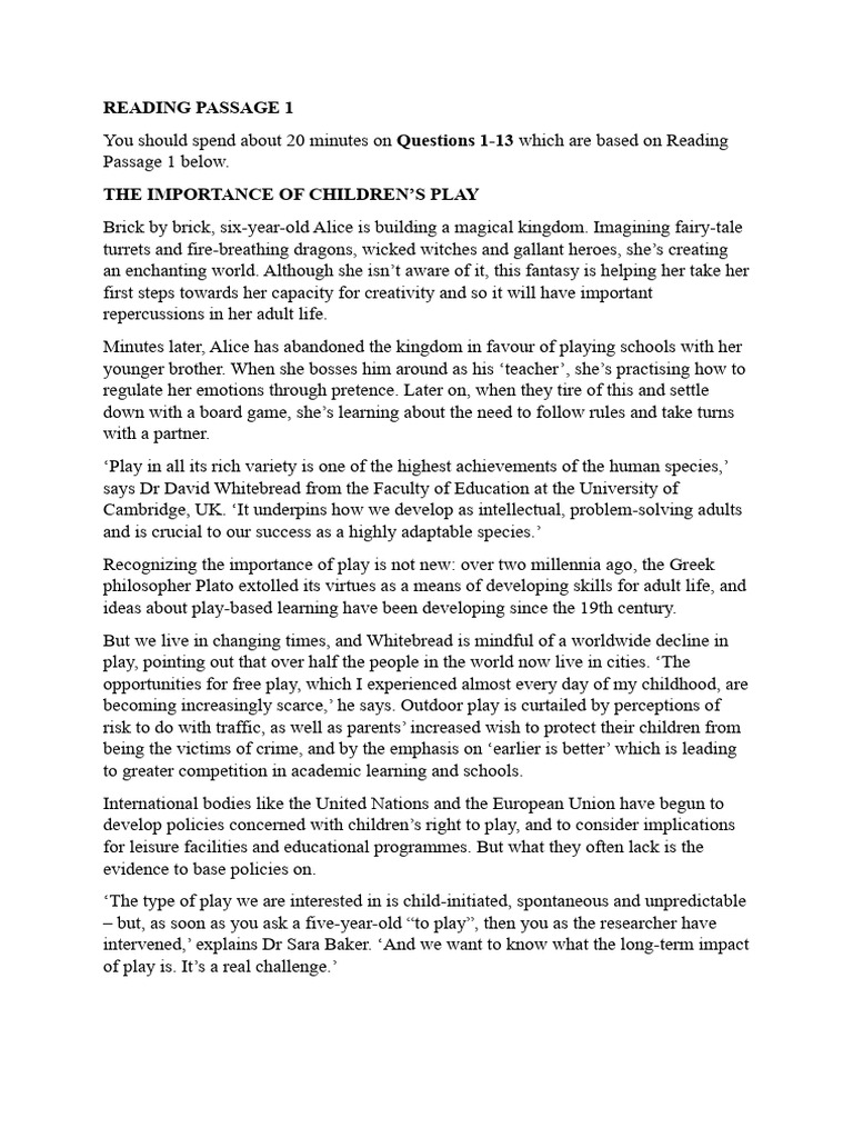 Practice Cam 14 Reading Test 01 Passage 1 | PDF | Cognitive Science ...