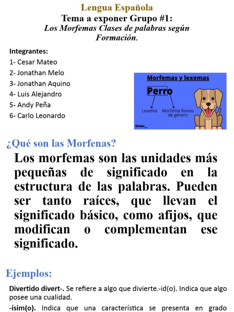 Lengua Española Exposicion de Las Morfemas | PDF | Palabra | Comunicación