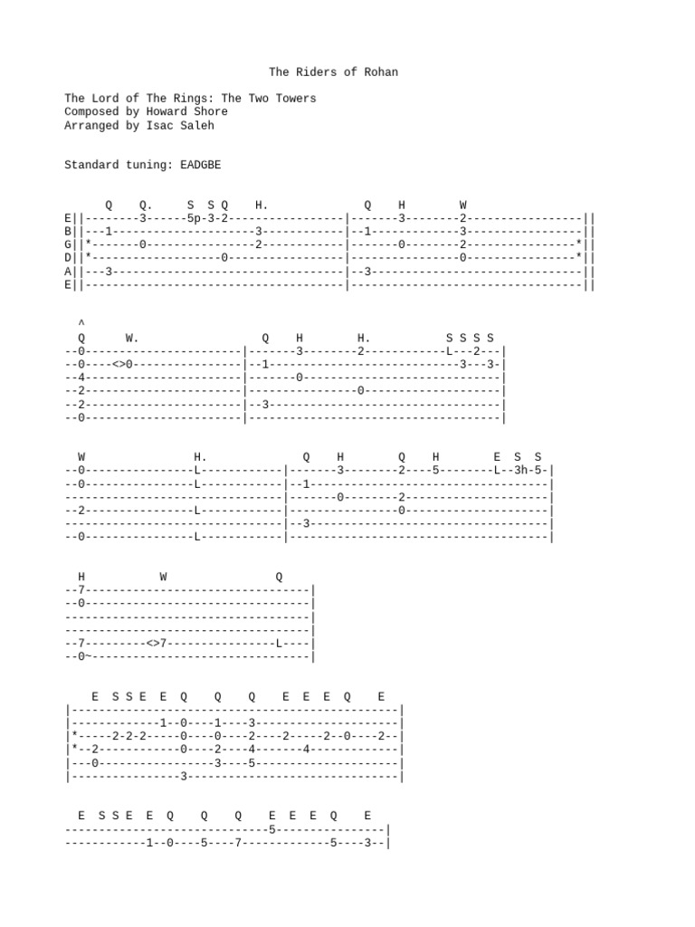 The Riders of Rohan | PDF | Musical Instruments | Musical Notation