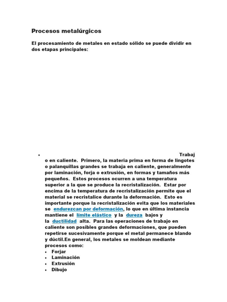 Procesos metalúrgicos | PDF | Laminado (metalmecánica) | Deformación (ingeniería)