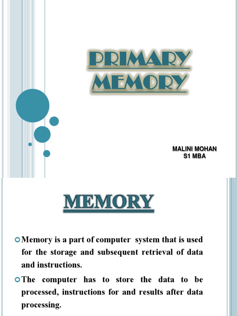 Primary Memory | PDF | Computer Data Storage | Random Access Memory