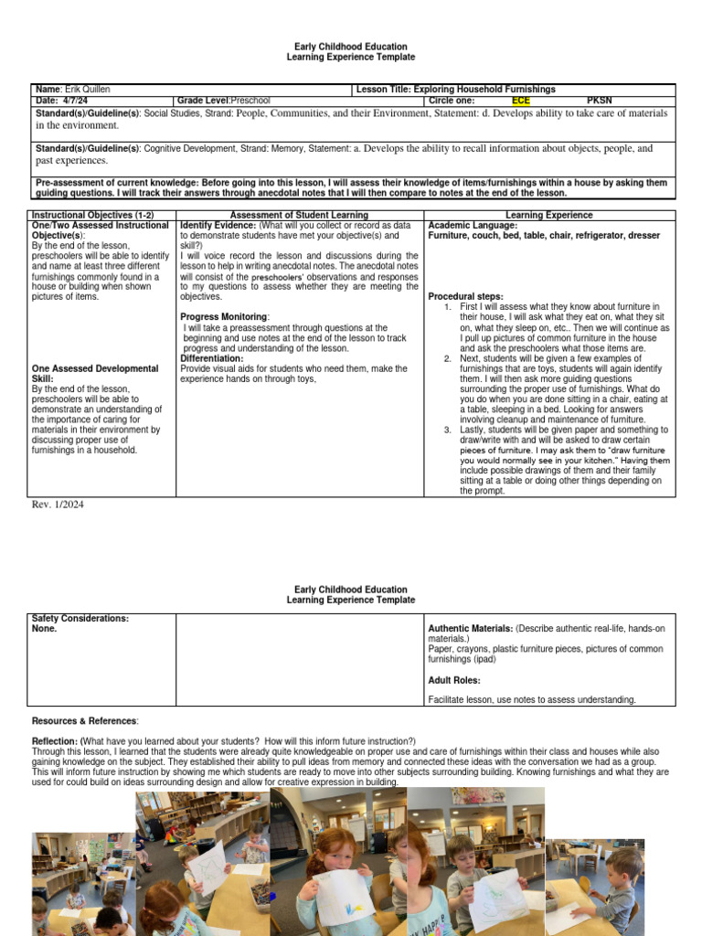 313 Building Lesson Plan | PDF | Early Childhood Education | Learning