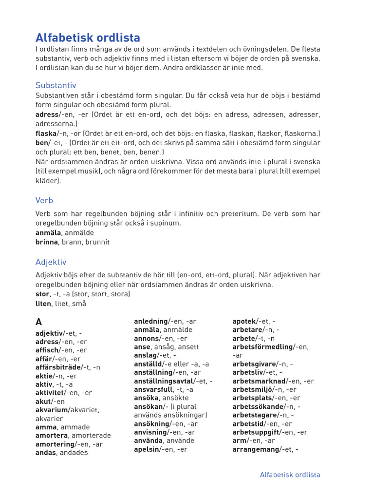 Mot Malet2 Ordlista | PDF