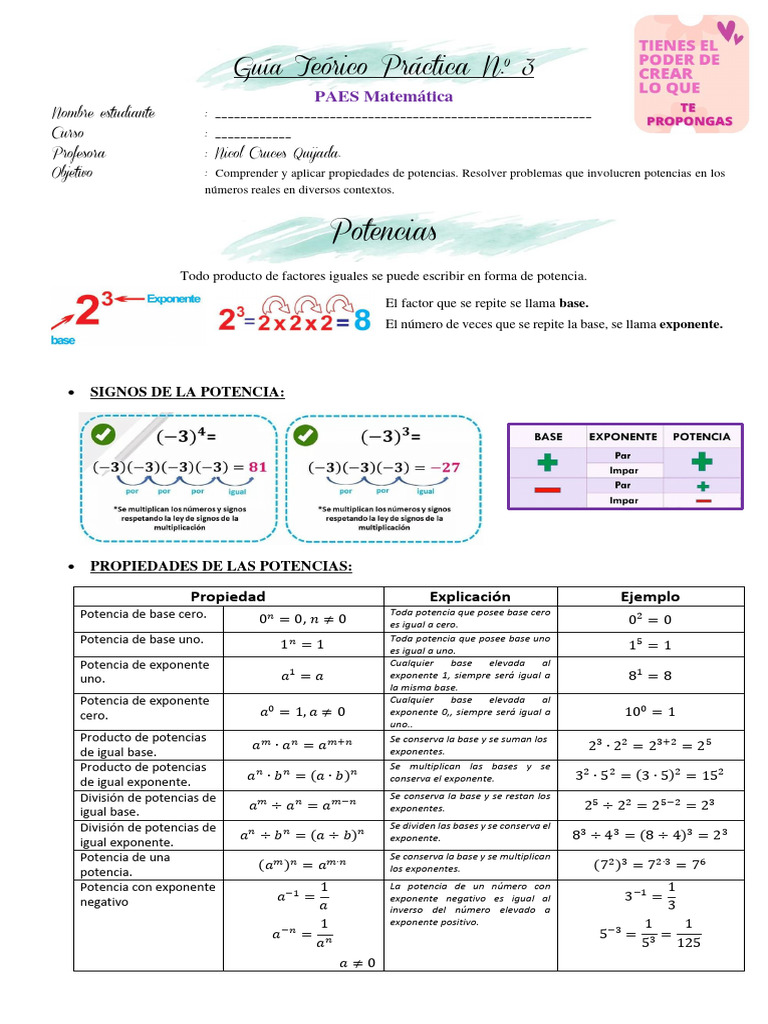 3 Guia Teorica Practica Potencias | PDF | Exponenciación | Multiplicación
