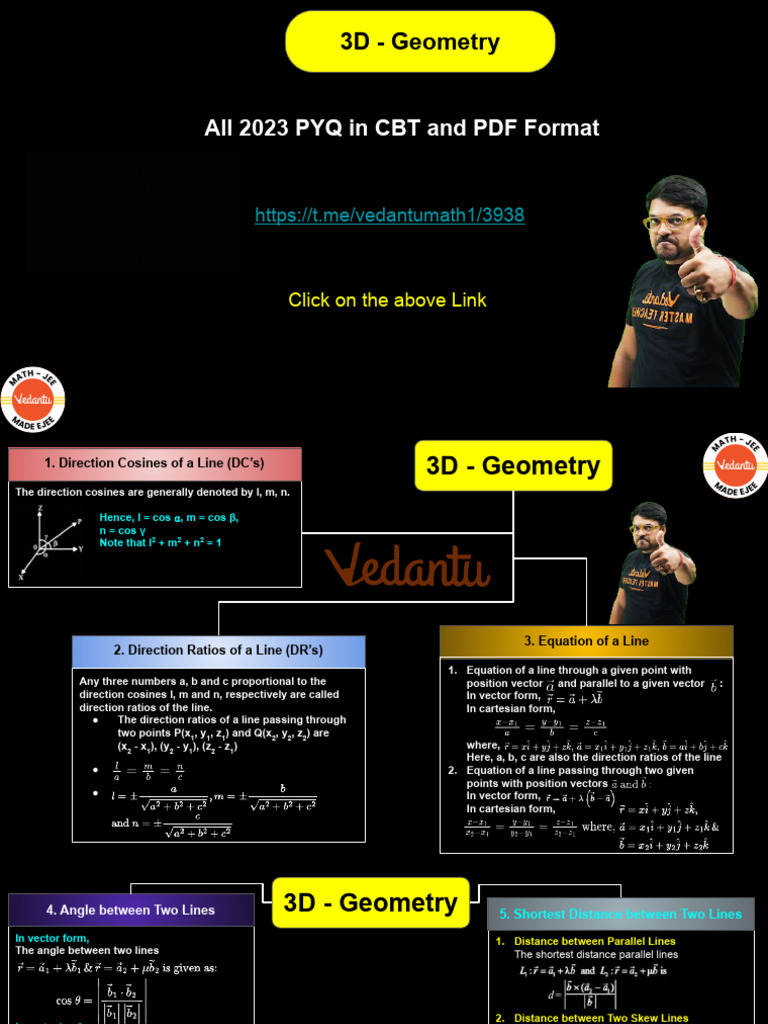 3D - Geometry: All 2023 PYQ in CBT and PDF Format | Download Free PDF | Euclidean Vector | Line ...
