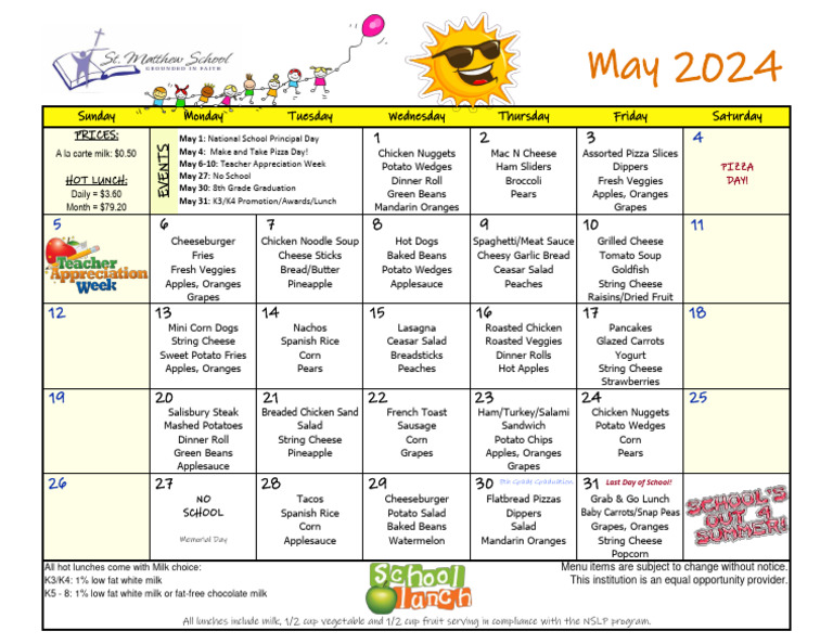 May Lunch Menu | PDF | Lunch | Potato