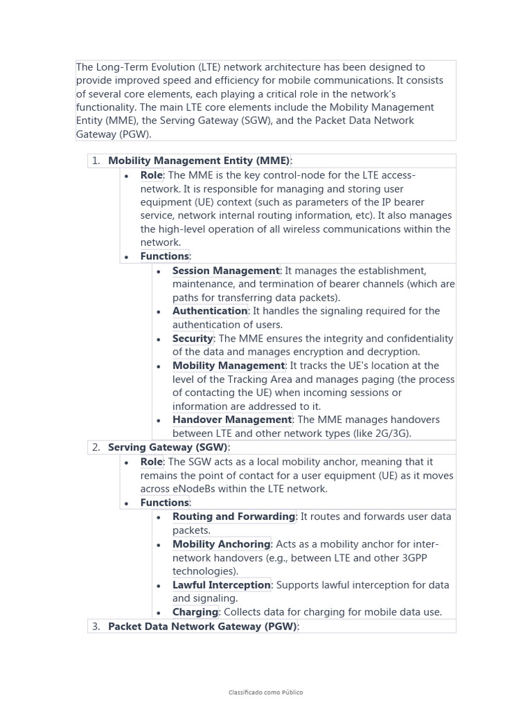 LTE Core Elements | PDF | Network Architecture | Mobile Telecommunications